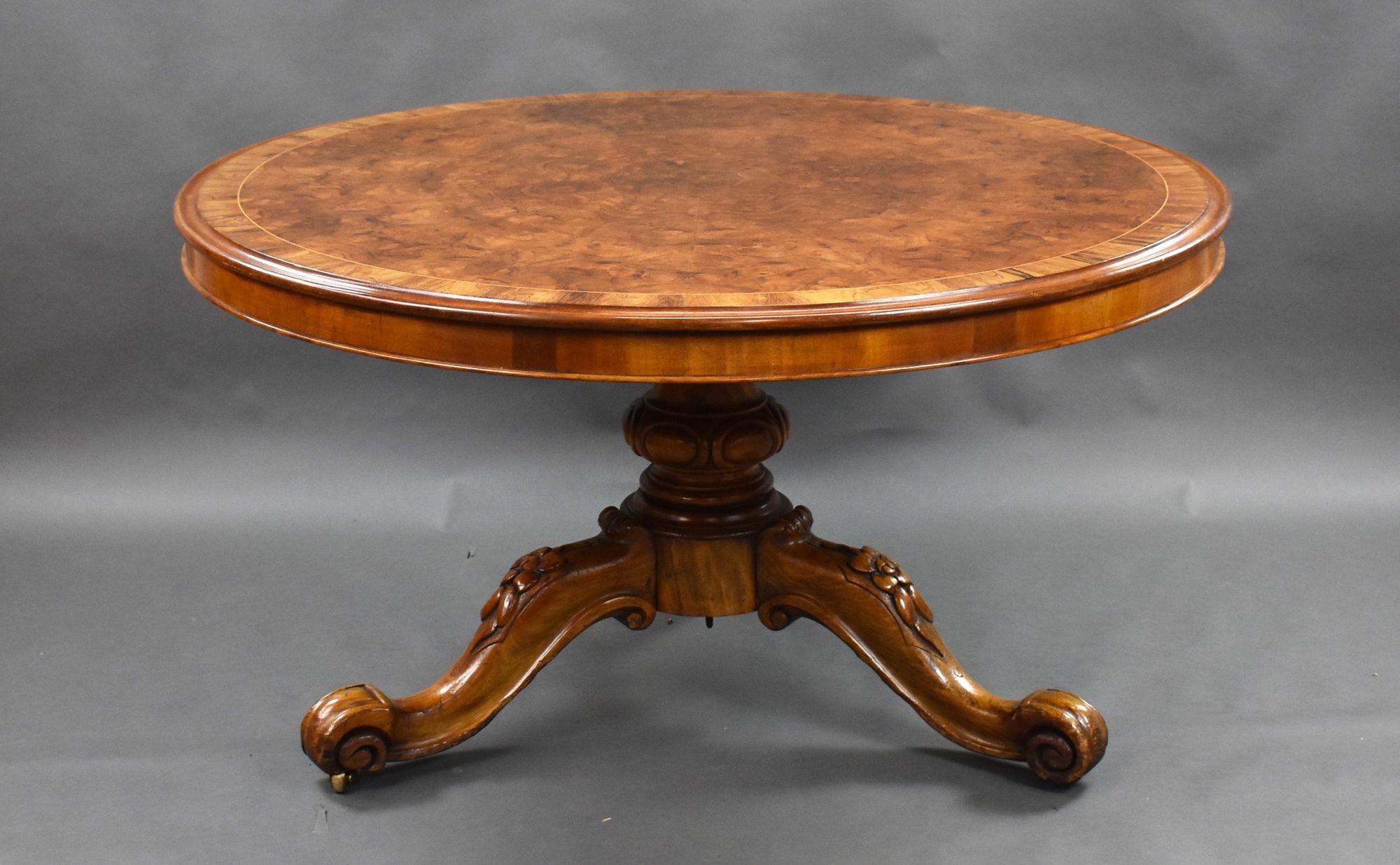 Victorian Burr Walnut Round Breakfast Table For Sale at 1stDibs