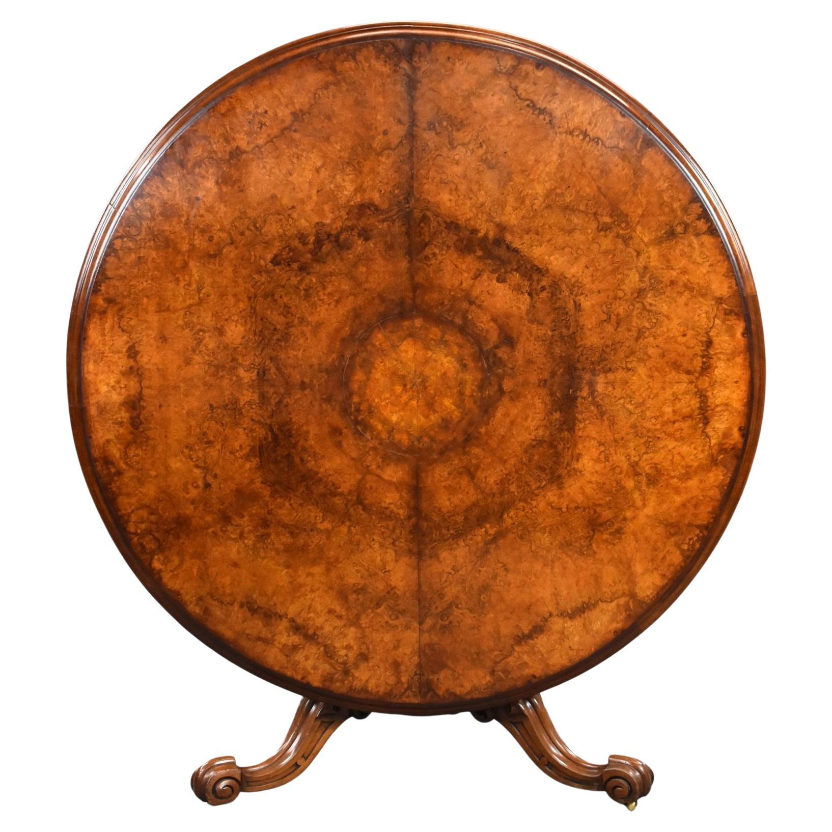 Victorian Burr Walnut Round Breakfast Table For Sale at 1stDibs