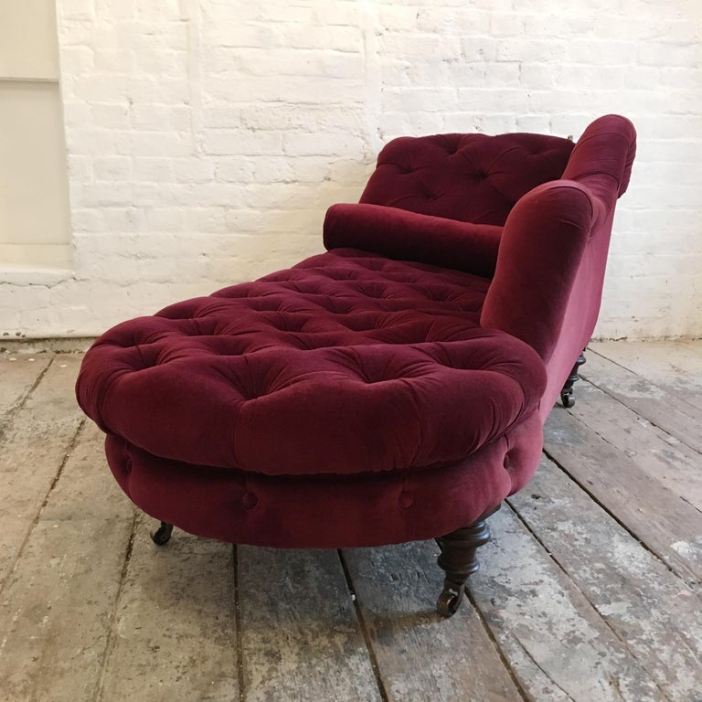 Victorian Buttoned Velvet Chaise Longue at 1stDibs