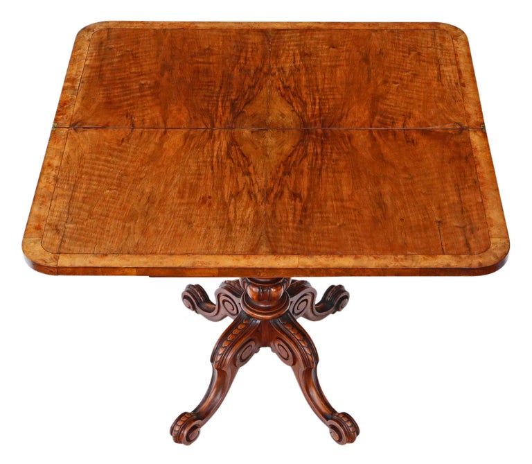 Victorian circa 1860 Burr Walnut Folding Card or Tea Table at 1stDibs ...