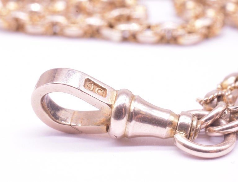 Victorian 9 Karat Double Faceted Box and Twisted Link Watch Chain, 60 ...