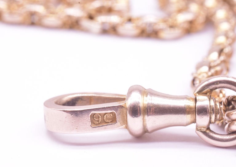 Victorian 9 Karat Double Faceted Box and Twisted Link Watch Chain, 60 ...