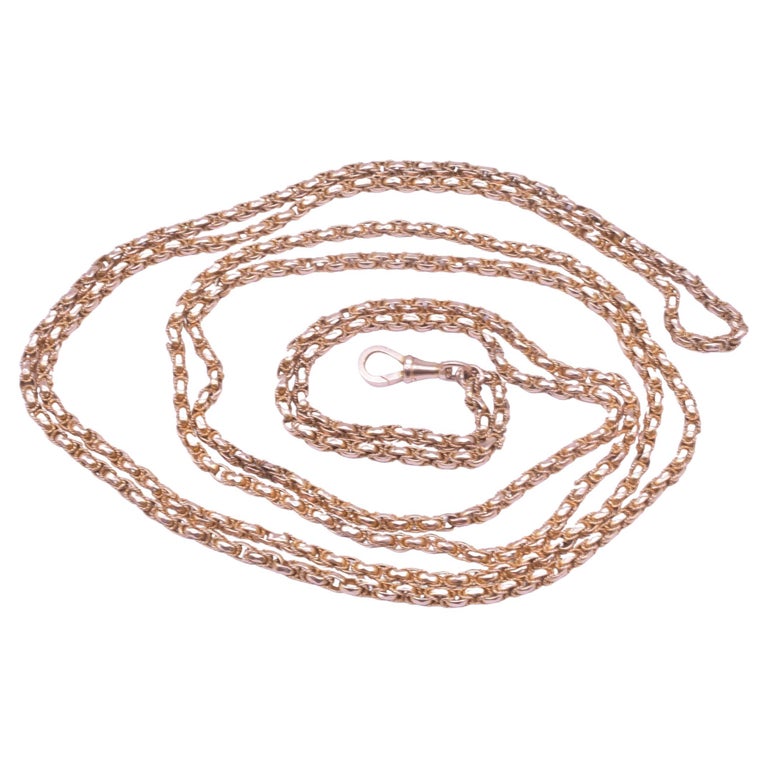 Victorian 9 Karat Double Faceted Box and Twisted Link Watch Chain, 60 ...