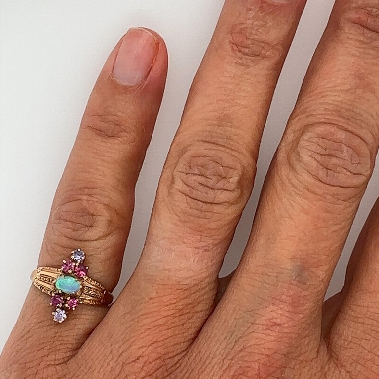 Victorian Cabochon Opal Ring .53ct Alexandrite Original 1860s Antique ...