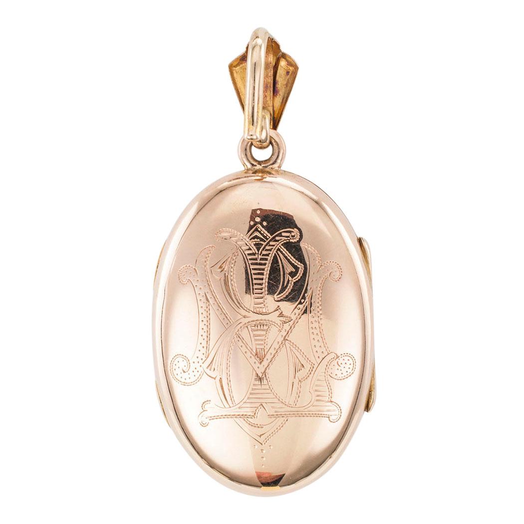 Victorian Calla Lily Tricolor Gold Locket at 1stDibs