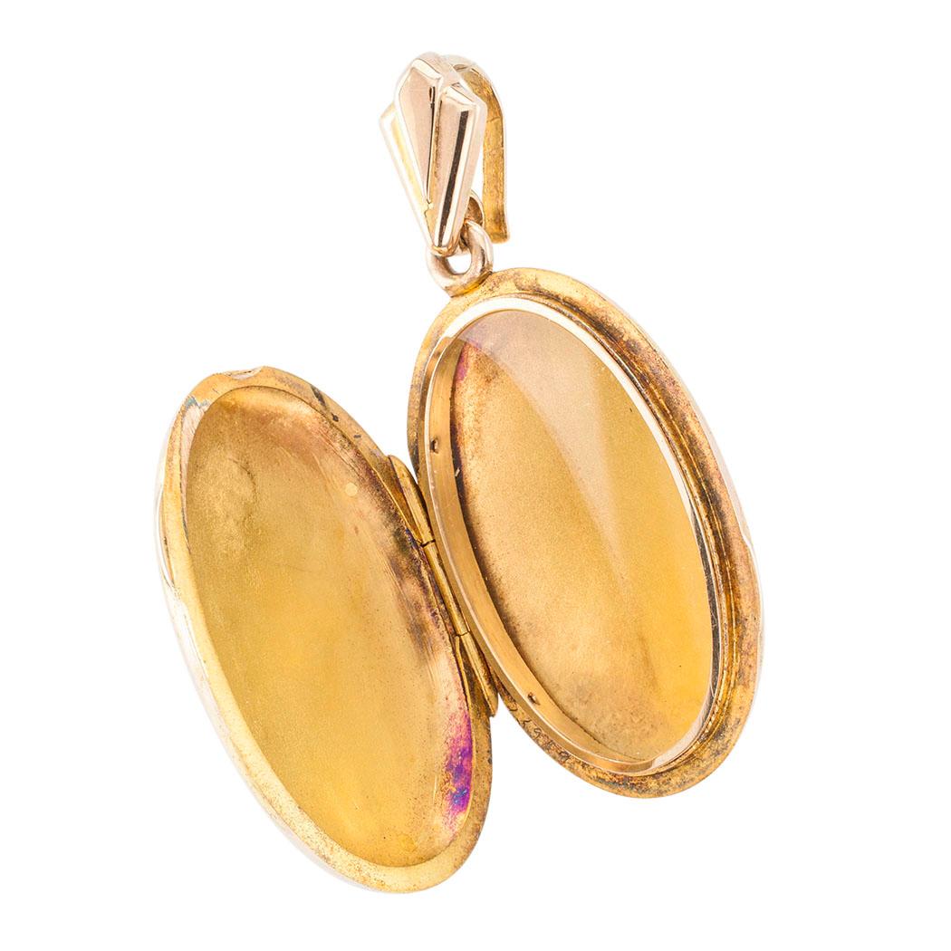 Victorian Calla Lily Tricolor Gold Locket at 1stDibs