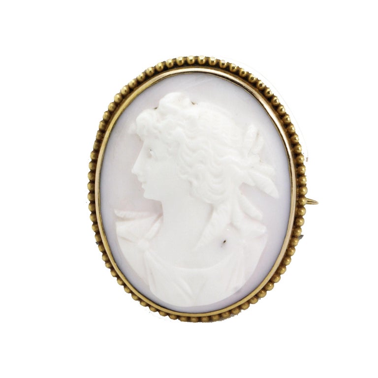Victorian Cameo Brooch, Intricate Carving of Lady with Long, Curly ...
