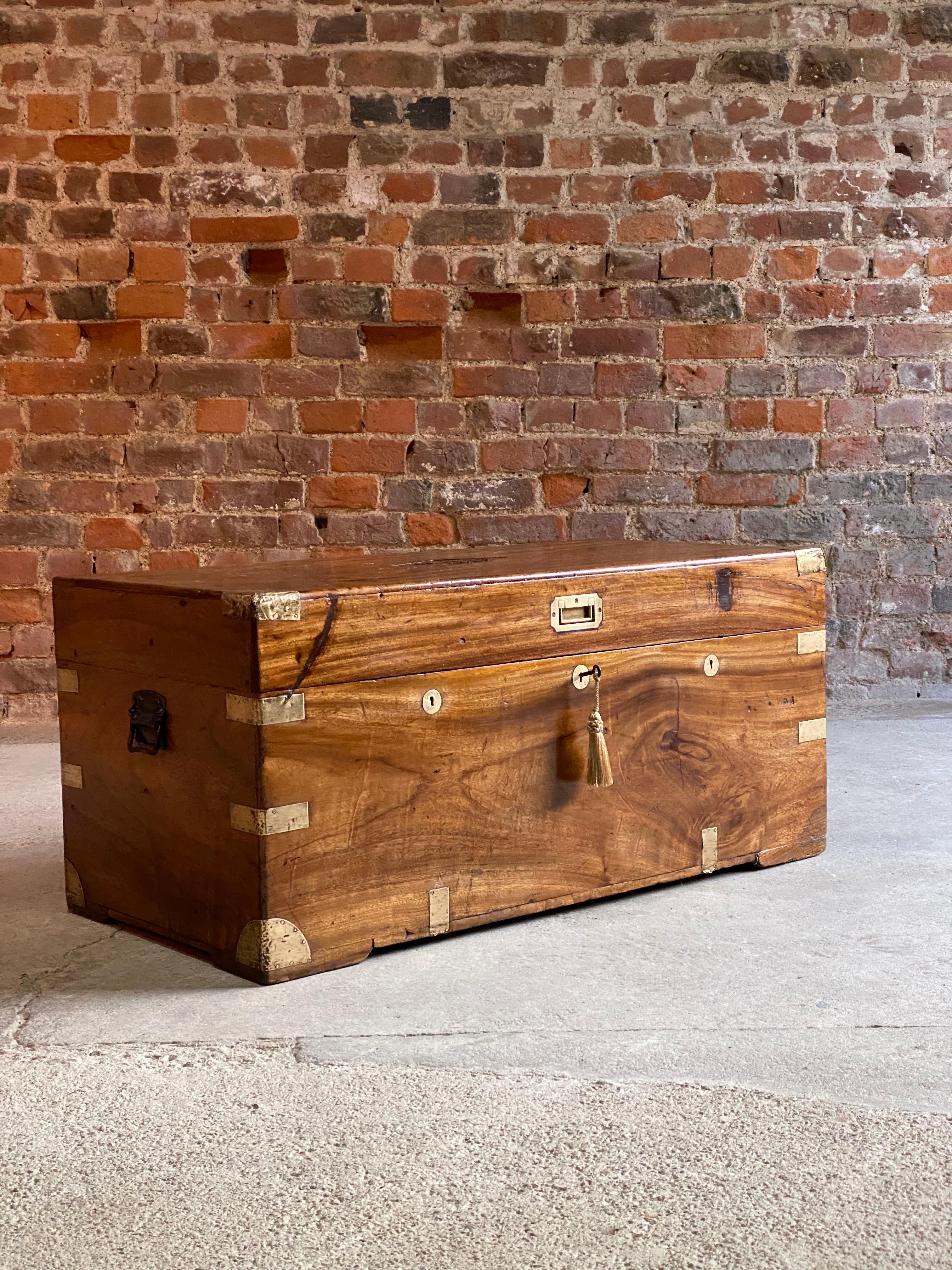 Victorian Campaign Trunk Chest Teak Camphor Wood Royal Navy Interest ...