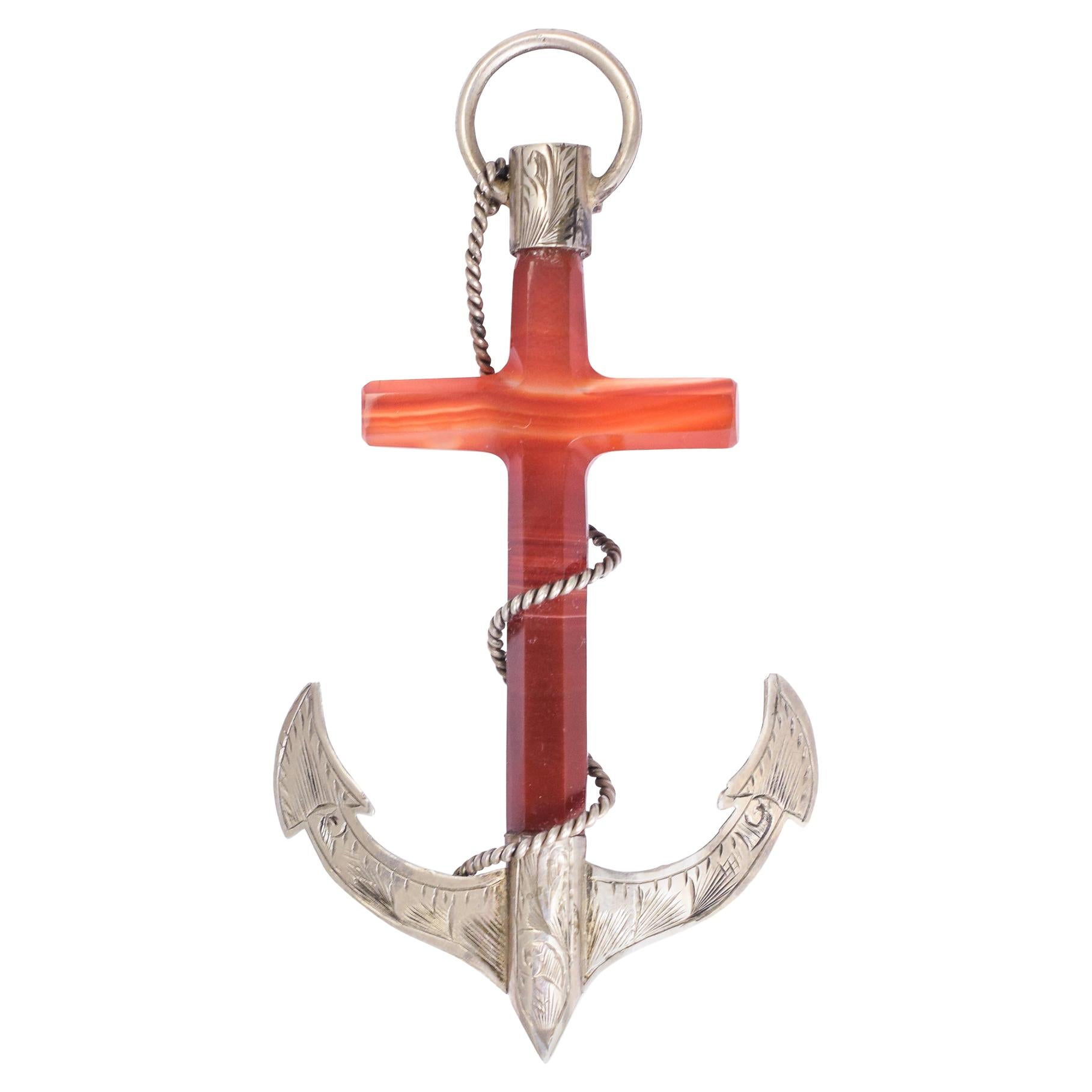 Victorian Carnelian Anchor and Cross Brooch at 1stDibs