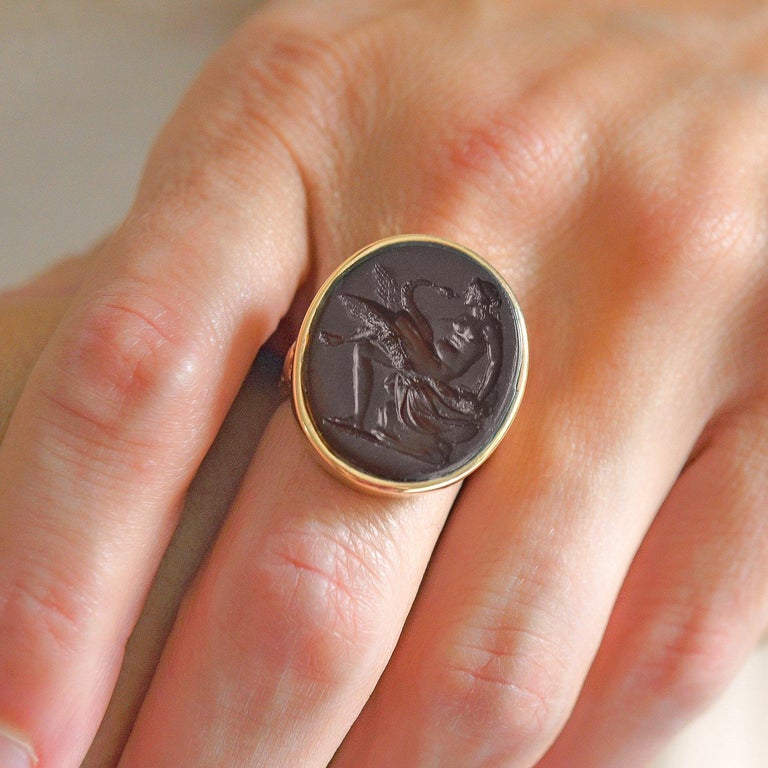 Victorian Carnelian "Leda and the Swan" Intaglio Signet Ring at 1stDibs ...