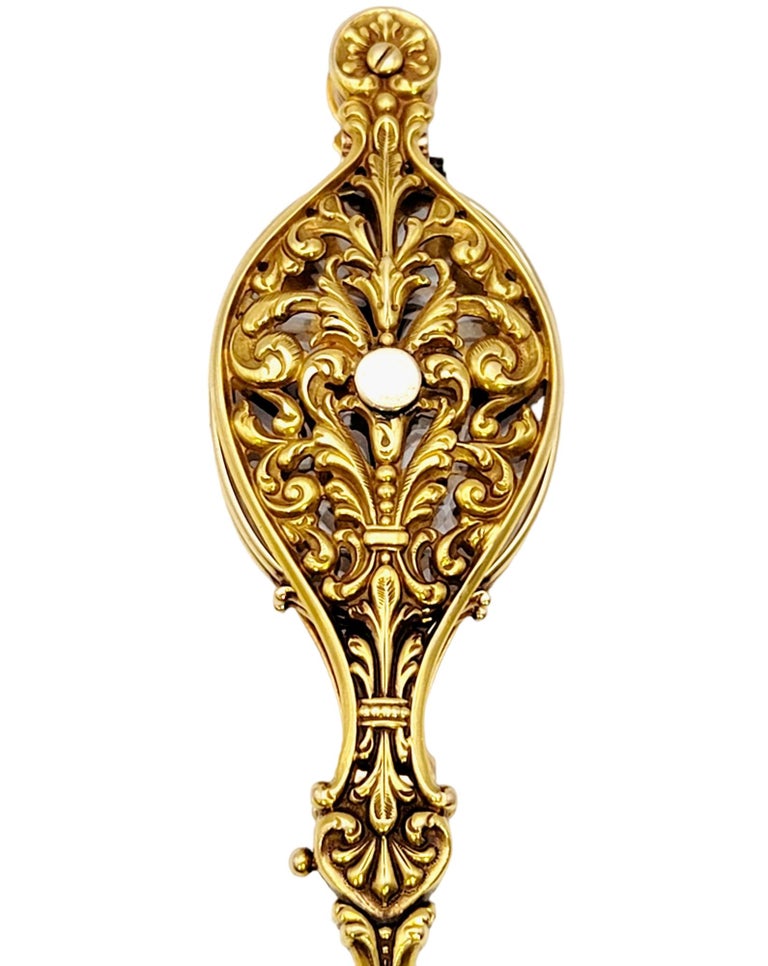 Victorian Carved 14 Karat Yellow Gold Lorgnette with Folding Reading ...