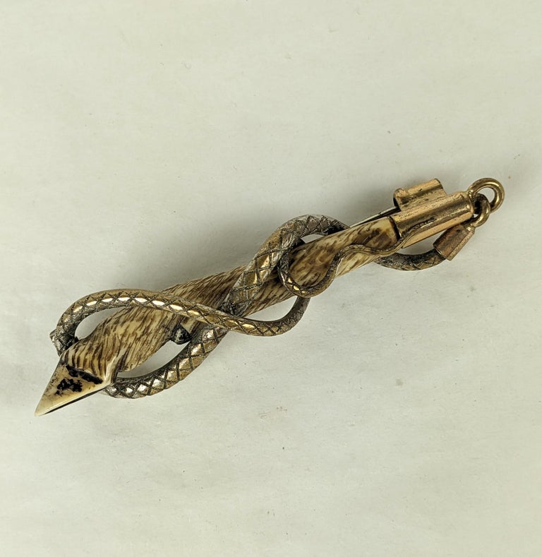Victorian Carved Bone Riding or Hunting Brooch For Sale at 1stDibs