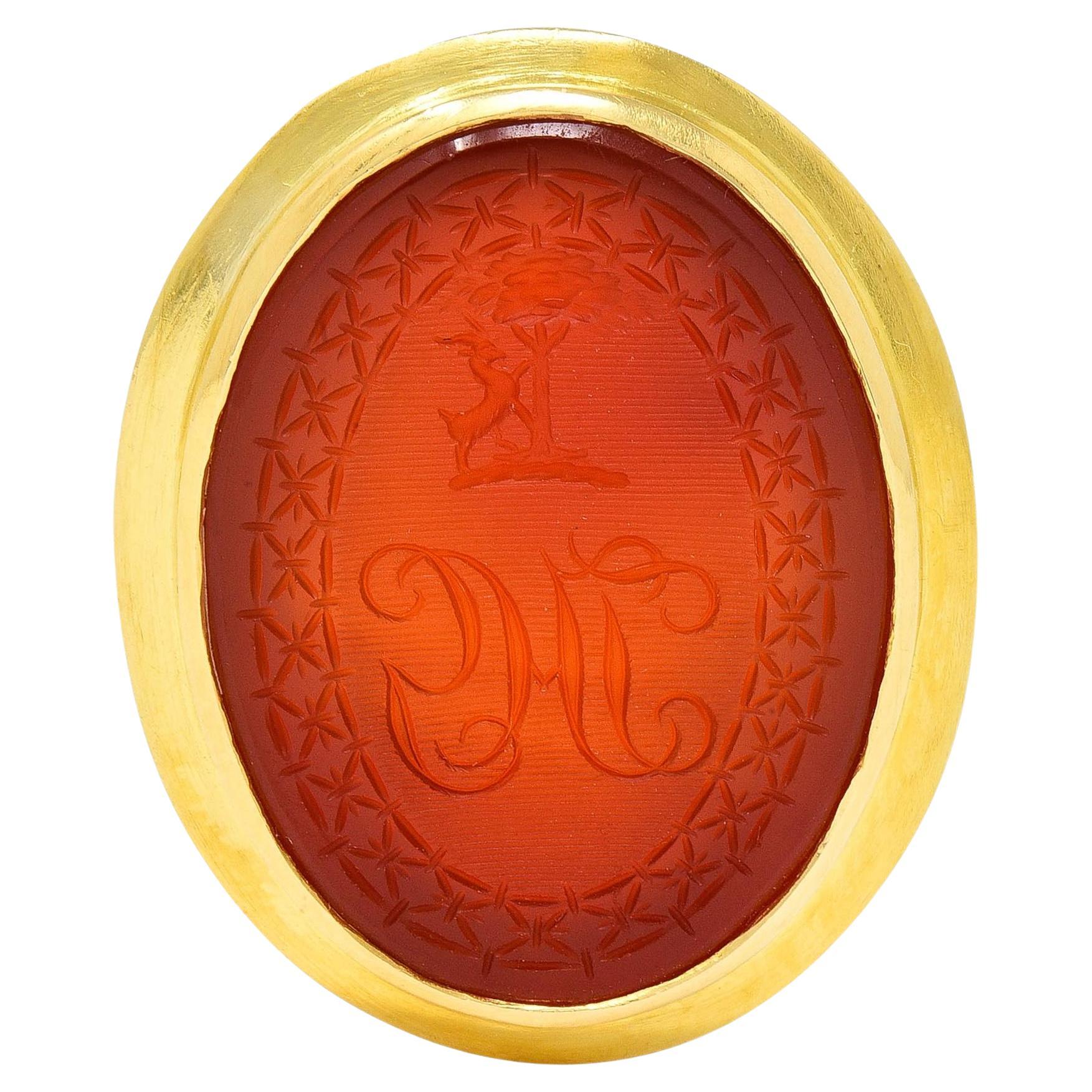 Victorian Roman Ancient Amethyst Intaglio 18 Karat Gold Men's Snake and ...