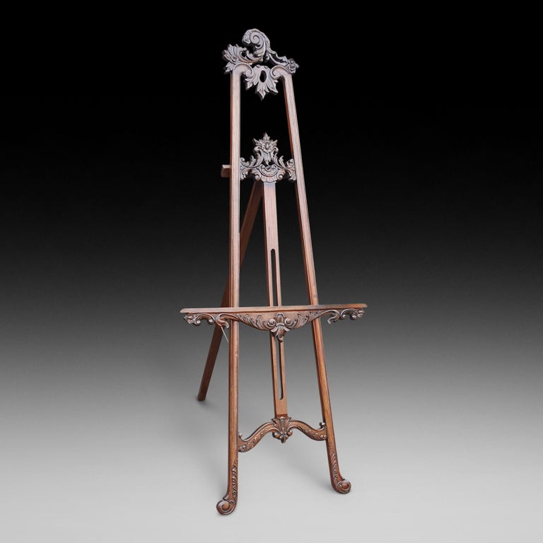 Victorian Carved Mahogany Artist's Easel For Sale at 1stDibs