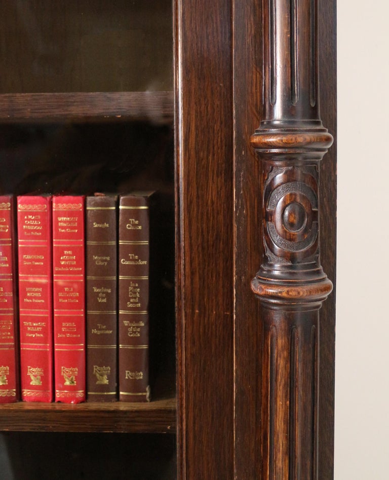 Victorian Carved Oak Elizabethan Revival Breakfront Bookcase by Wylie ...