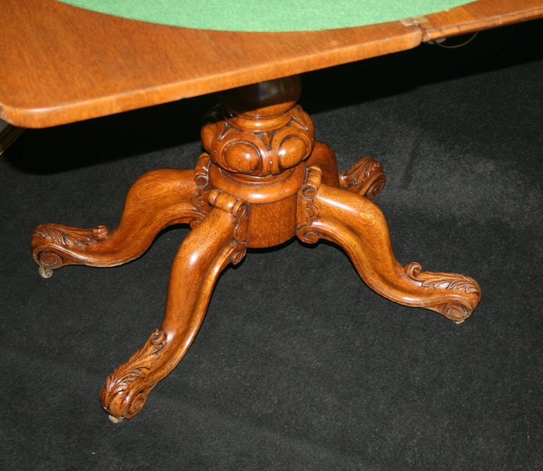 Victorian Carved Oak Flip Top Card Games Table For Sale at 1stDibs