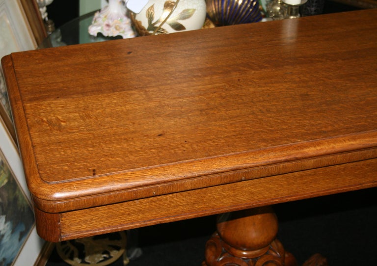 Victorian Carved Oak Flip Top Card Games Table For Sale at 1stDibs