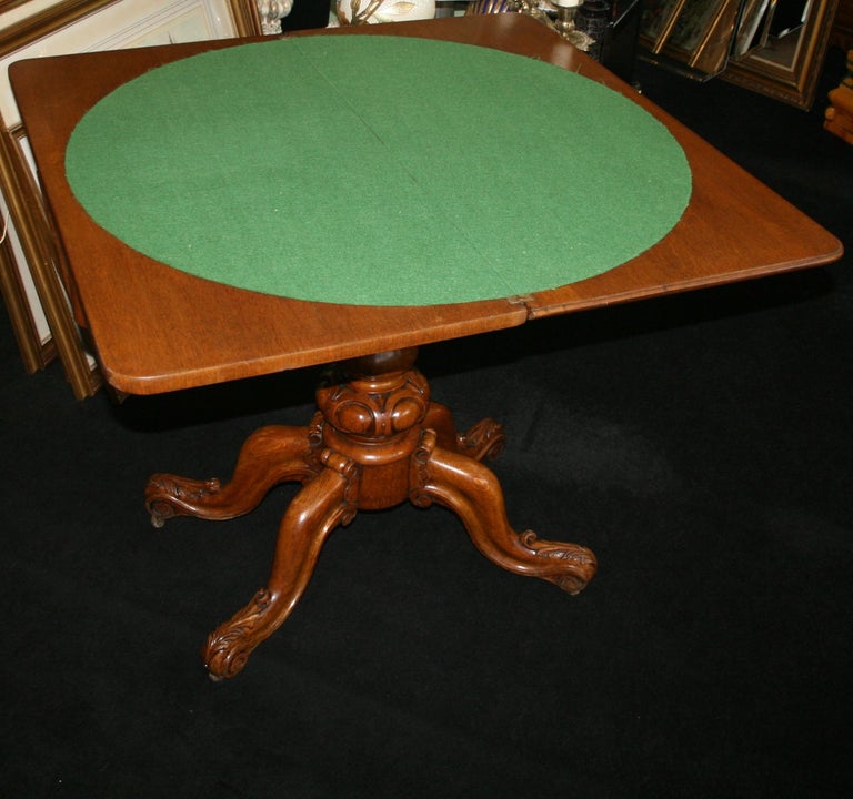 Victorian Carved Oak Flip Top Card Games Table For Sale at 1stDibs