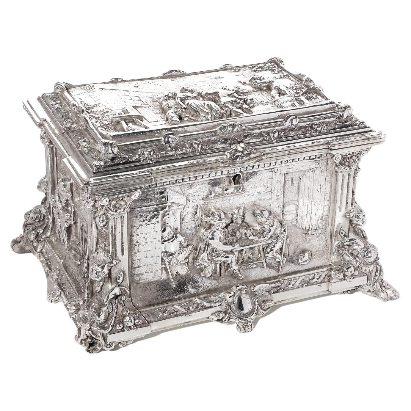 Victorian casket box with tavern and country scenes For Sale at 1stDibs