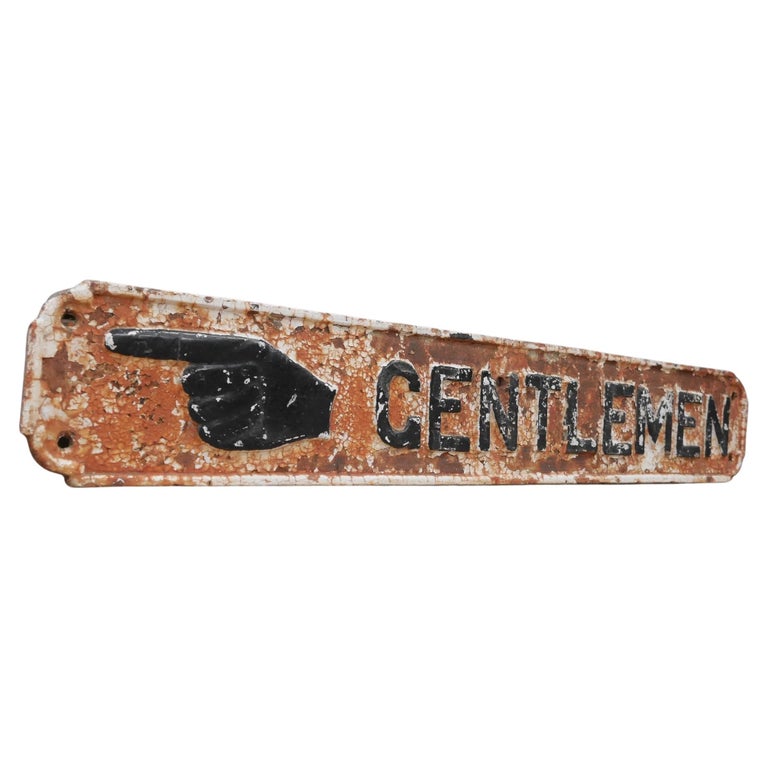Victorian Cast Iron Iron Gentlemen Railway Sign For Sale at 1stDibs