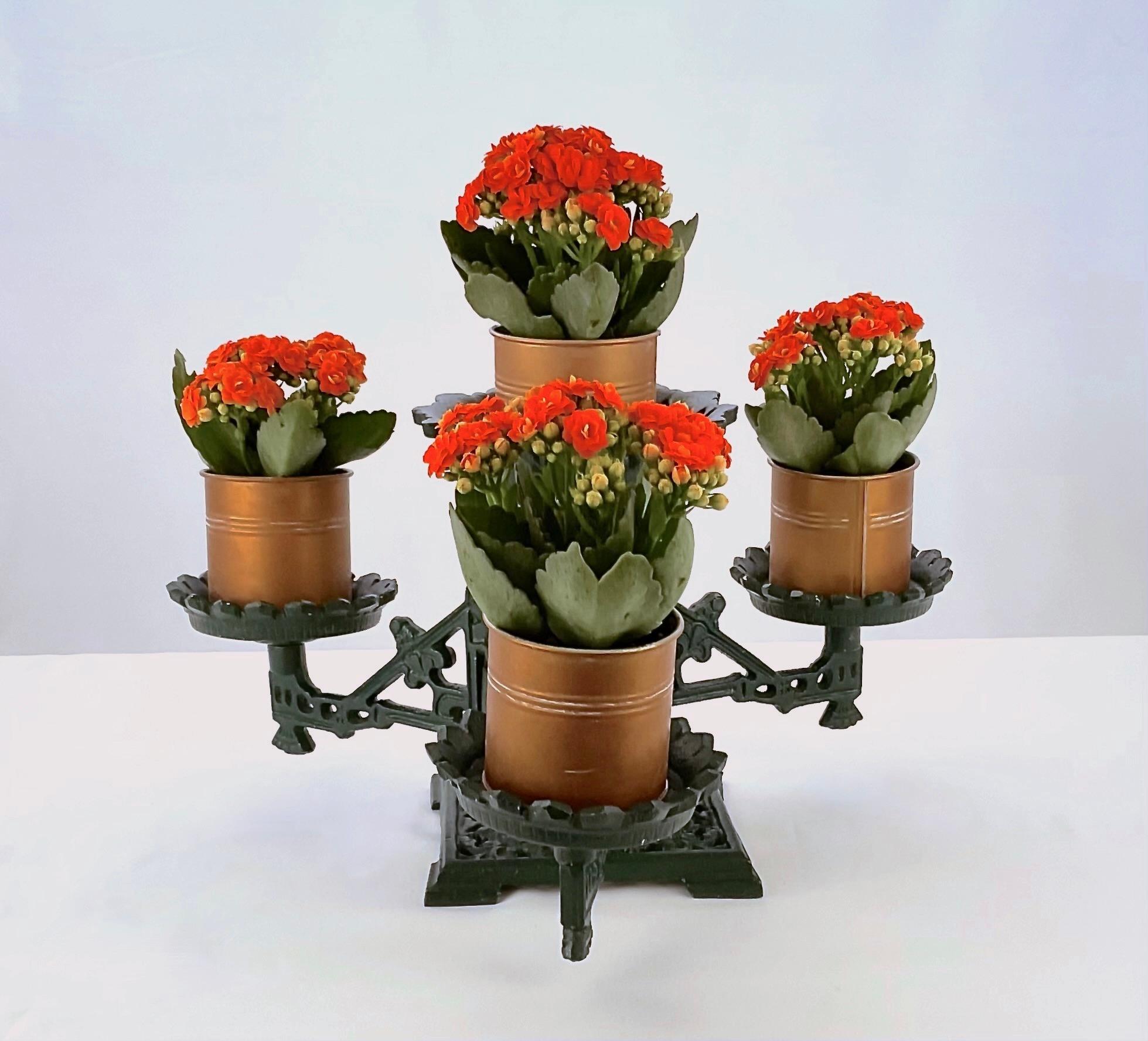 Victorian Cast Iron Plant Stand with Three Swivel Arms For Sale at 1stDibs