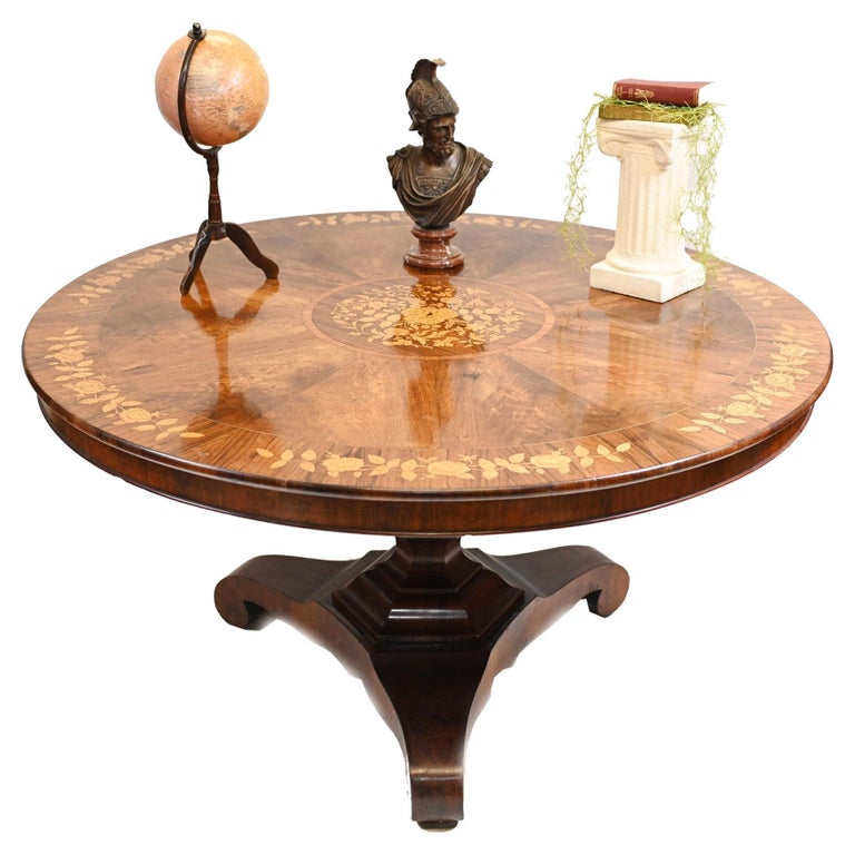 Victorian Centre Table Walnut Marquetry Inlay, 1830 For Sale at 1stDibs