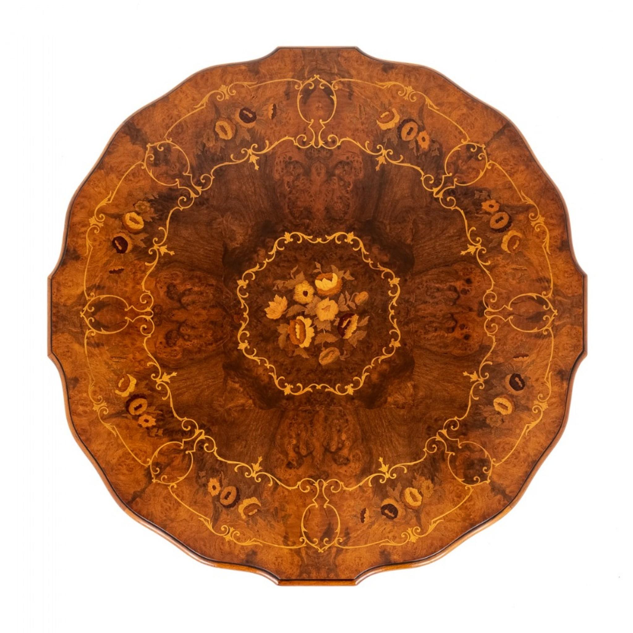 Victorian Centre Table Walnut Marquetry Inlay at 1stDibs