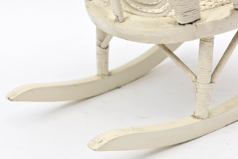 Victorian Child's Wicker Rocking Chair with Heart Shape Spider Woven ...