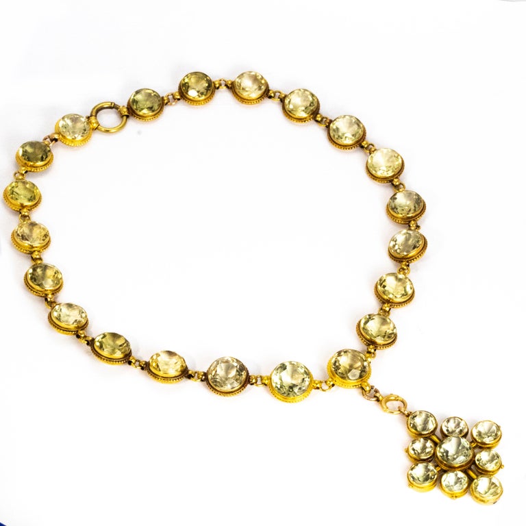 Victorian Chrysoberyl and Gold Necklace and Pendant at 1stDibs