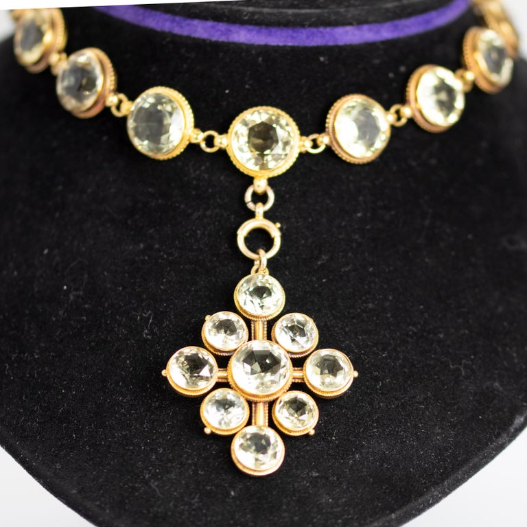 Victorian Chrysoberyl and Gold Necklace and Pendant at 1stDibs