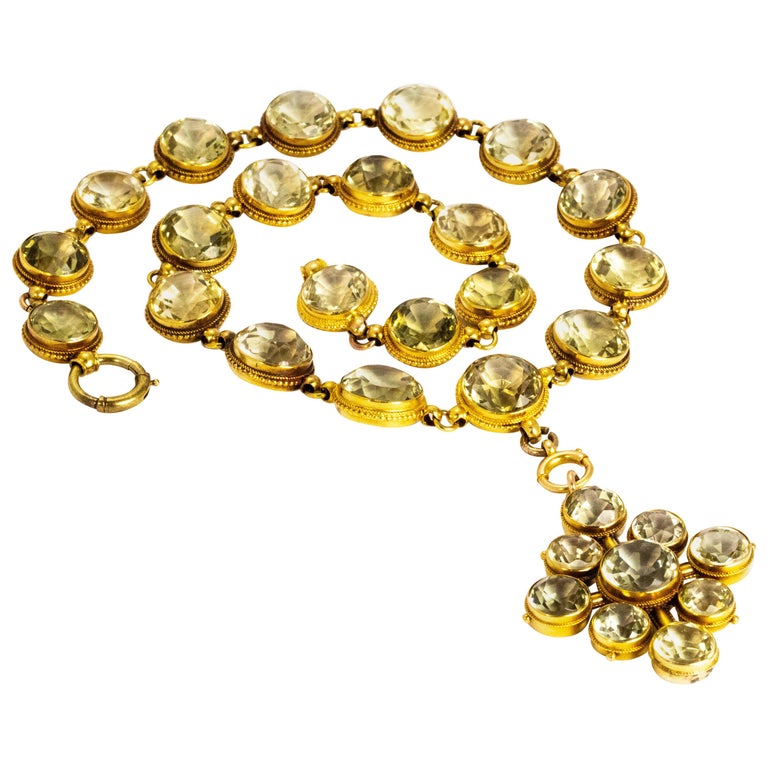 Victorian Chrysoberyl and Gold Necklace and Pendant at 1stDibs