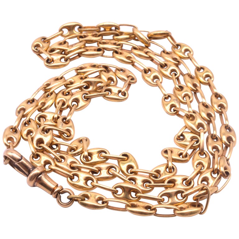 Victorian circa 1880 18 Carat Nautical Anchor Link Necklace with Dog ...