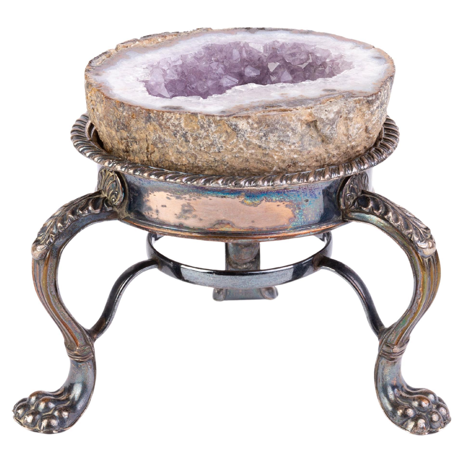 Victorian Claw Footed Amethyst Geode Cluster Sculpture For Sale at 1stDibs