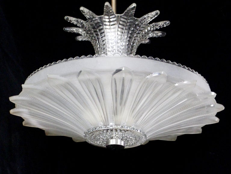 Victorian Clear Cast Glass Floral Semi Flush Mount Light For Sale at ...