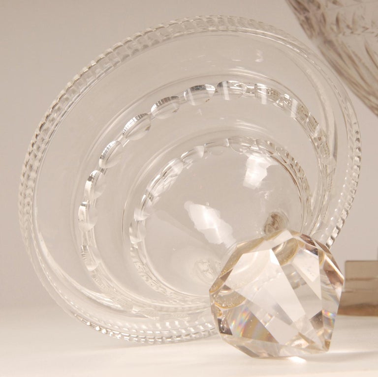 Victorian Clear Glass Covered Urns Cut Crystal Neoclassical Vases 19th ...