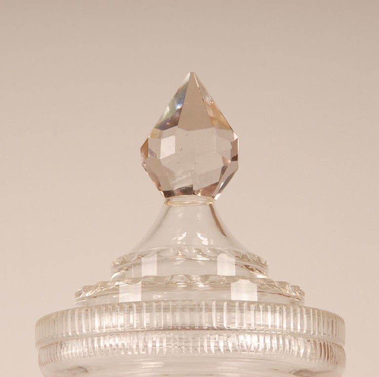 Victorian Clear Glass Covered Urns Cut Crystal Neoclassical Vases 19th ...