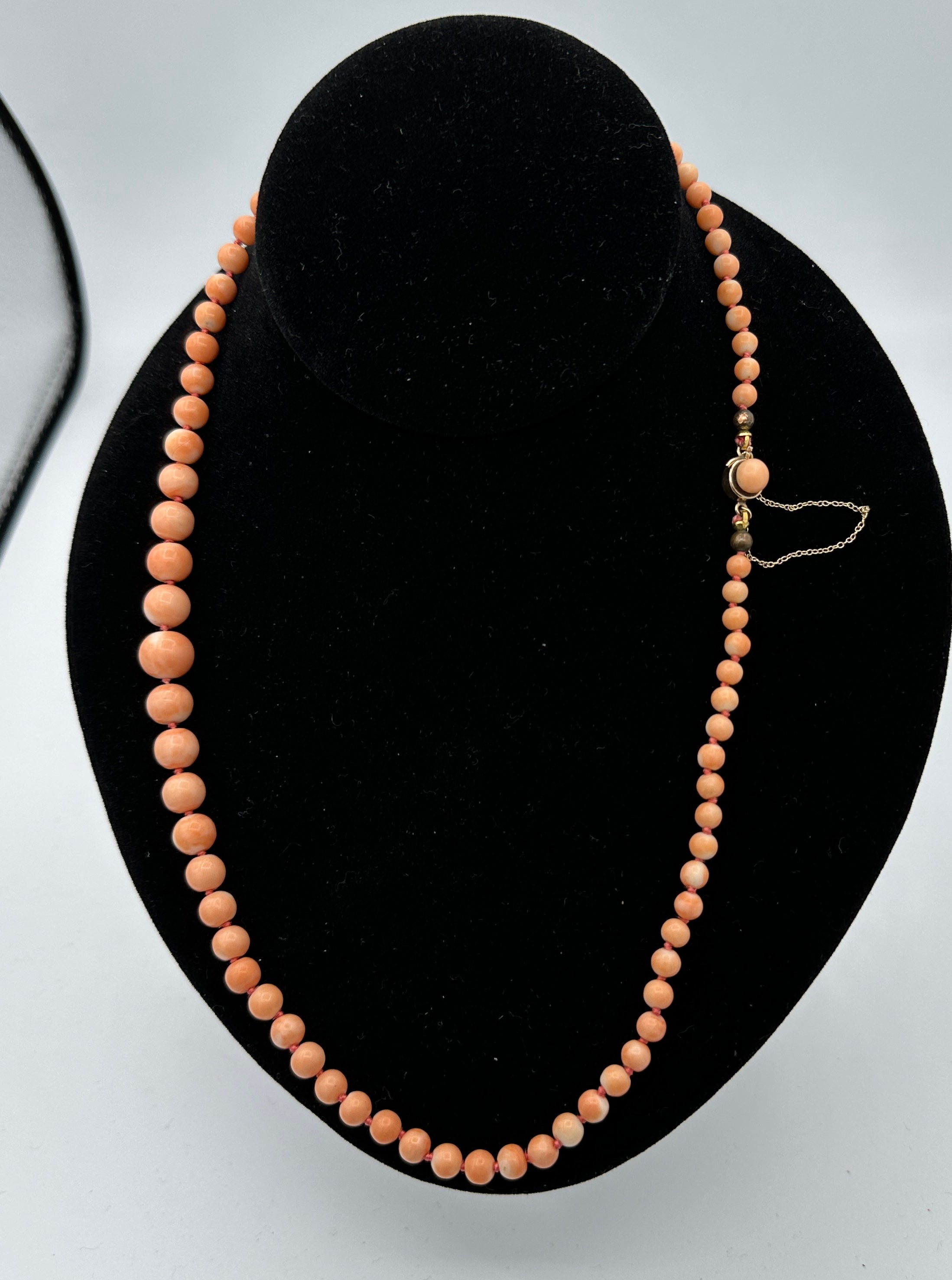 Victorian Coral Gold Necklace 20 Inches Graduated Coral Beads 5 - 10mm ...