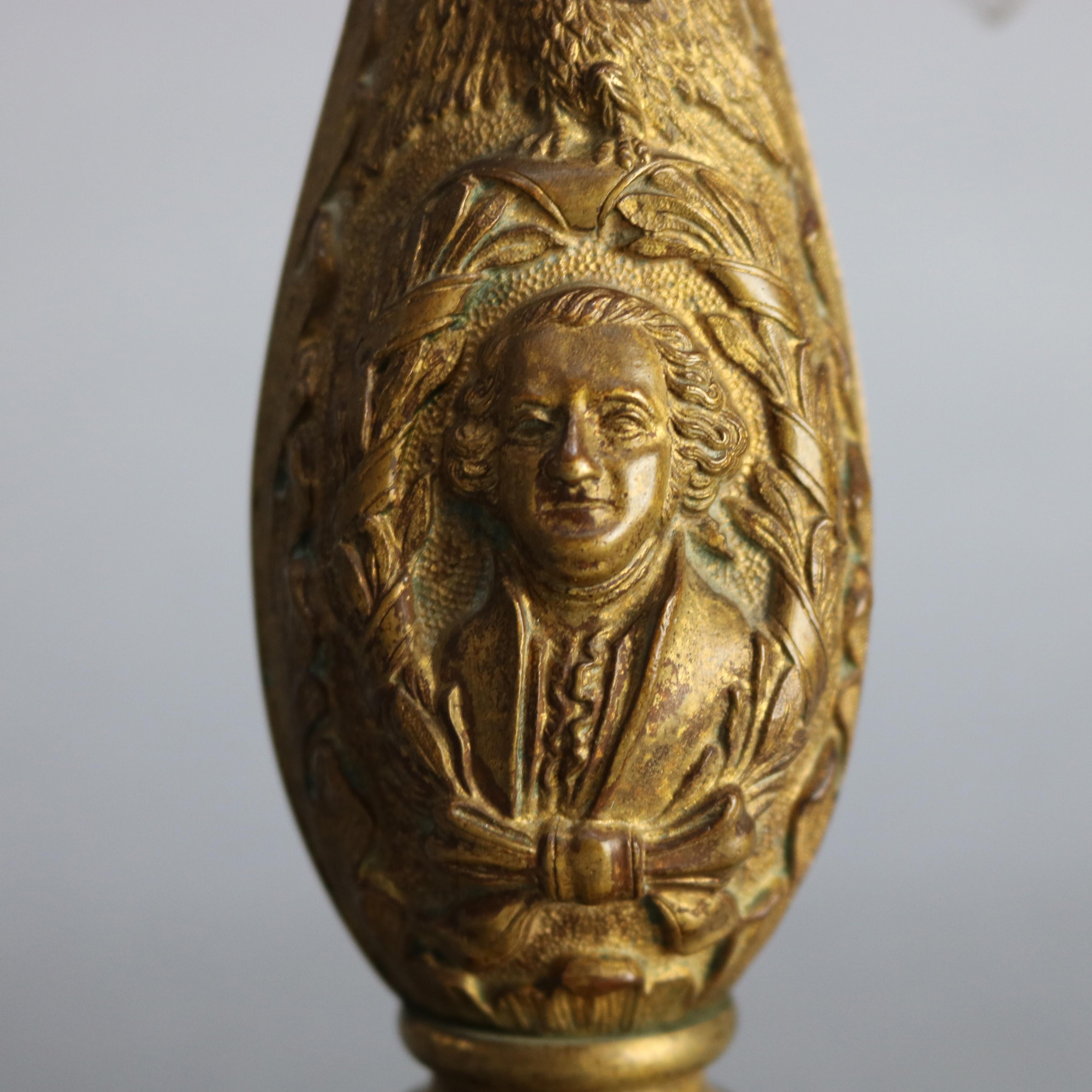 Victorian Cornelius School Bronze and Crystal George Washington Solar ...