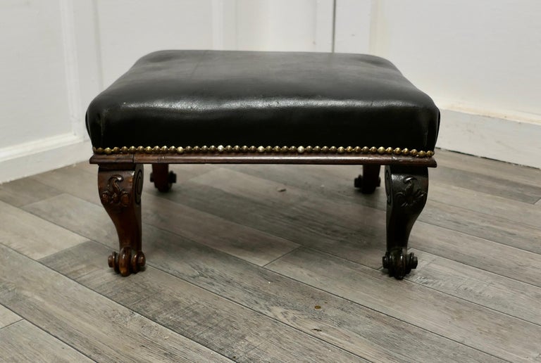 Victorian Country House Foot Stool Upholstered in Leather For Sale at ...