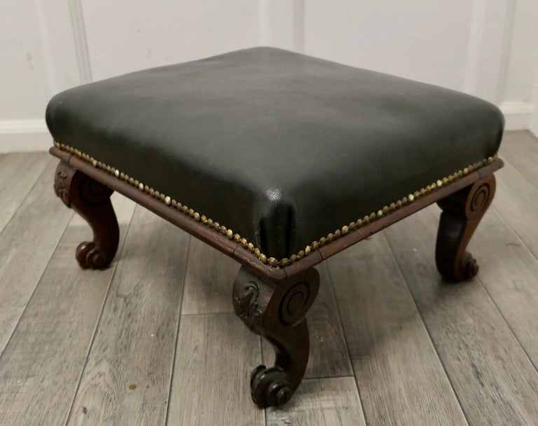 Victorian Country House Foot Stool Upholstered in Leather For Sale at ...