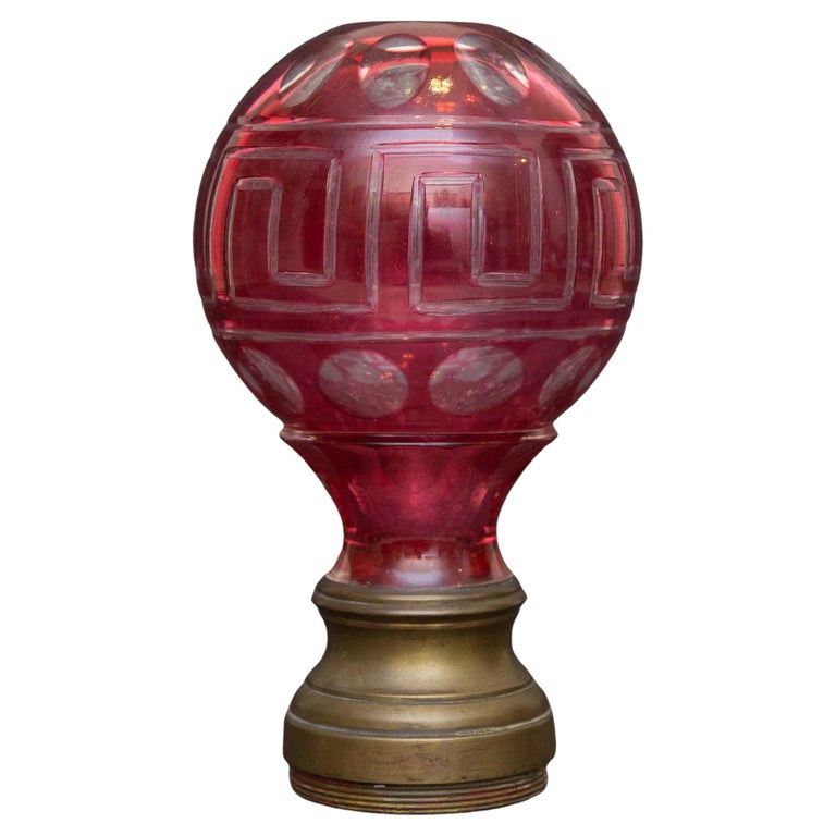 Victorian Cranberry Glass Newel Post Finial For Sale at 1stDibs