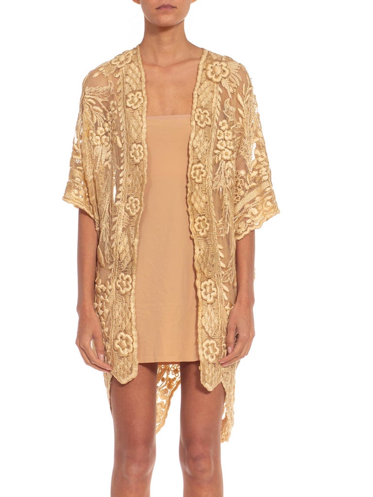Victorian Cream Floral Embroidered Jacket For Sale at 1stDibs