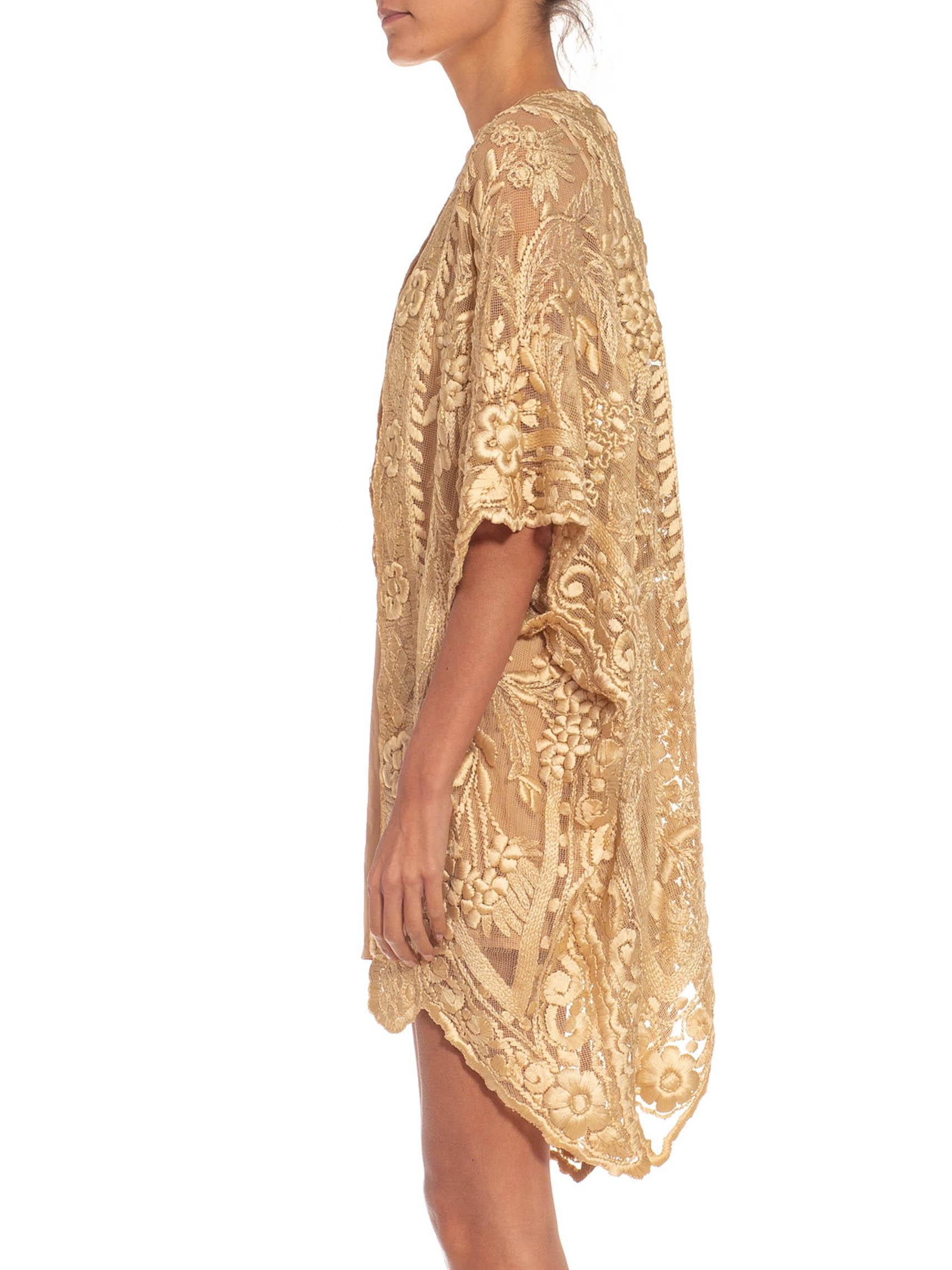 Victorian Cream Floral Embroidered Jacket For Sale at 1stDibs