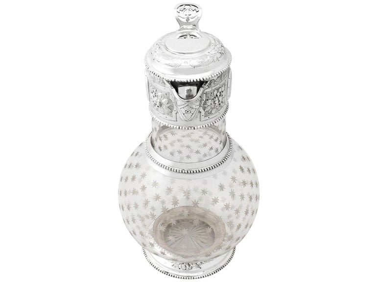 Victorian Cut Glass And Sterling Silver Mounted Claret Jug For Sale At