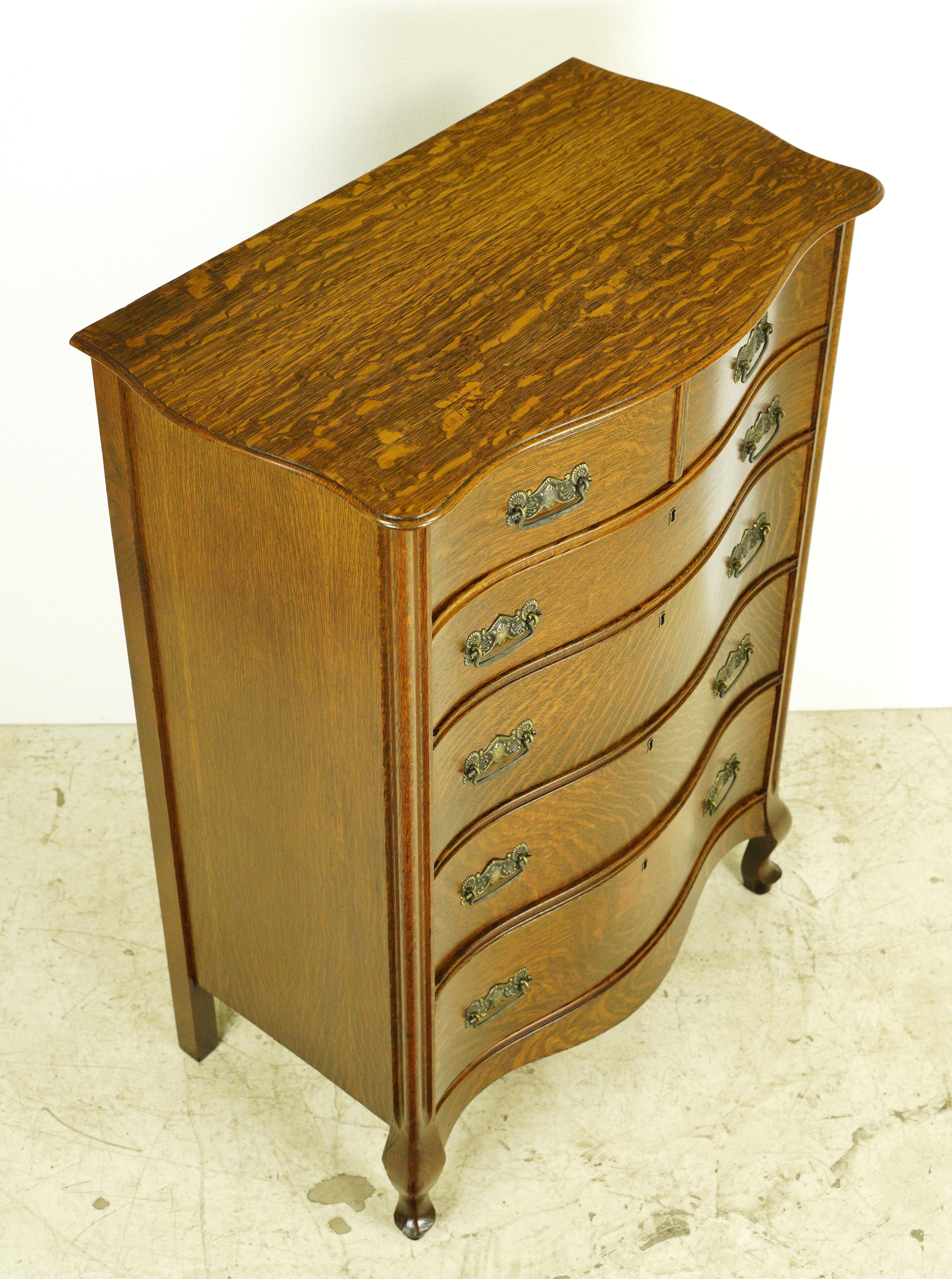 Victorian Dark Wood Tone Oak and Pine Highboy Dresser For Sale at 1stDibs