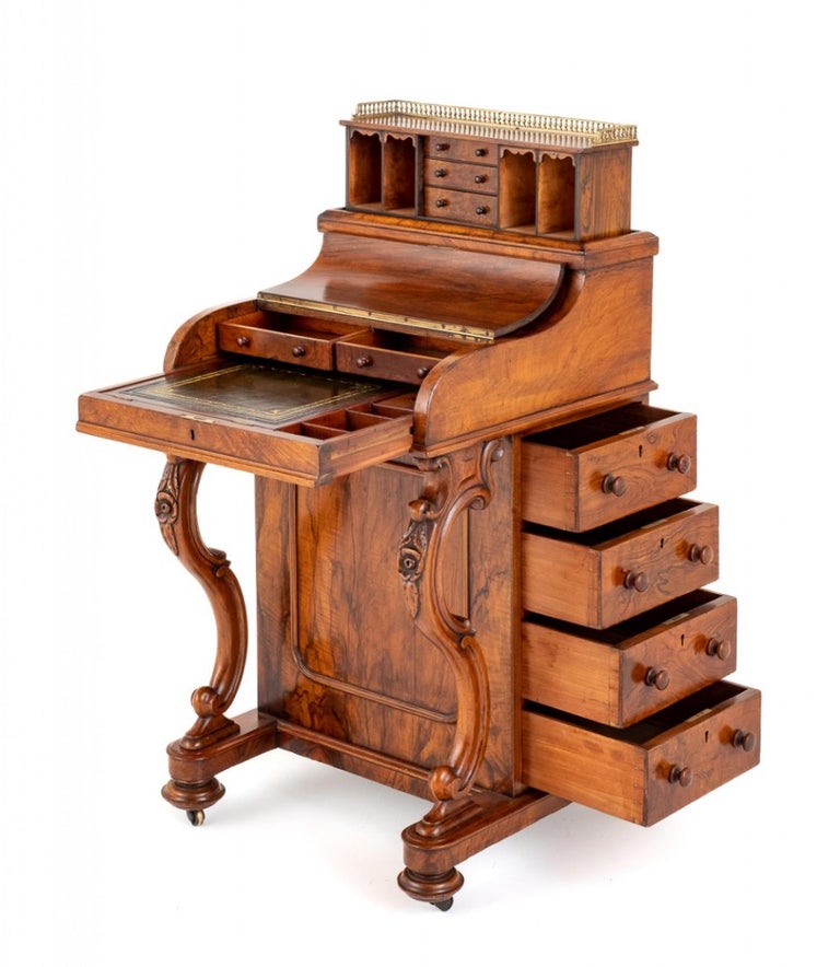 Victorian Davenport Desk Walnut Pop Up Mechanism, 1860 For Sale at 1stDibs