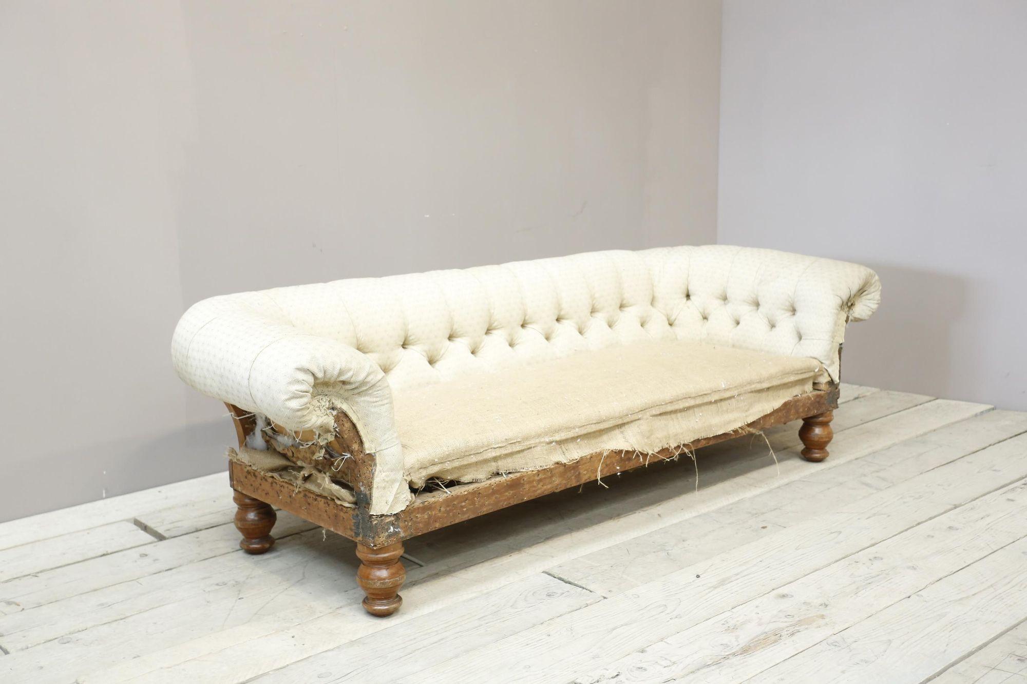 Victorian deep buttoned scroll arm chesterfield sofa For Sale at 1stDibs