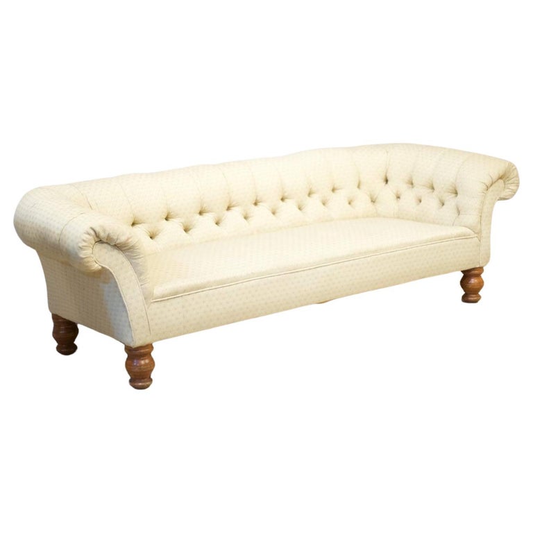 Victorian Deep Buttoned Scroll Arm Chesterfield Sofa For Sale at 1stDibs