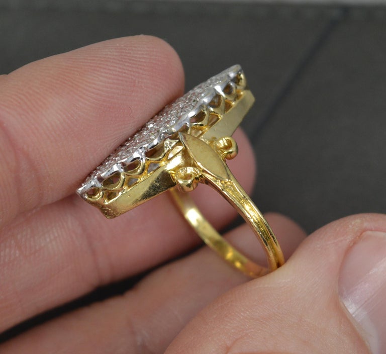 Victorian Design 18ct Gold and Diamond Navette Cluster Ring For Sale at ...
