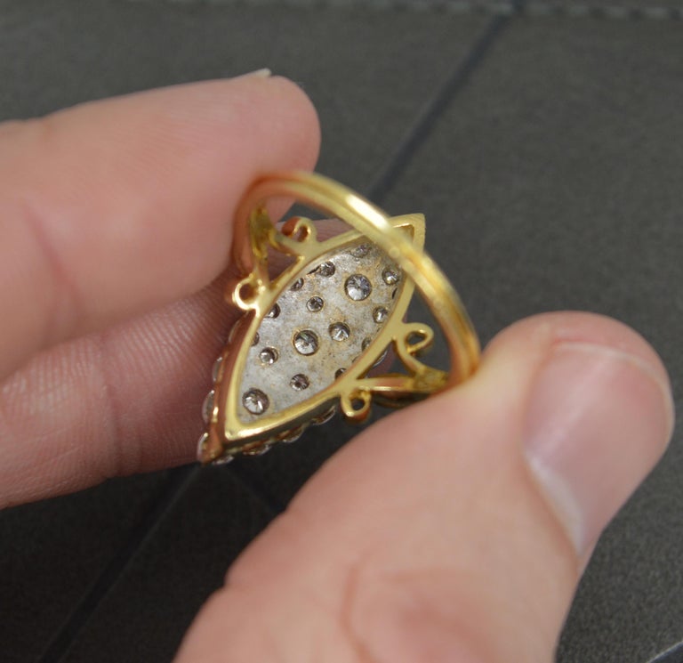 Victorian Design 18ct Gold and Diamond Navette Cluster Ring For Sale at ...
